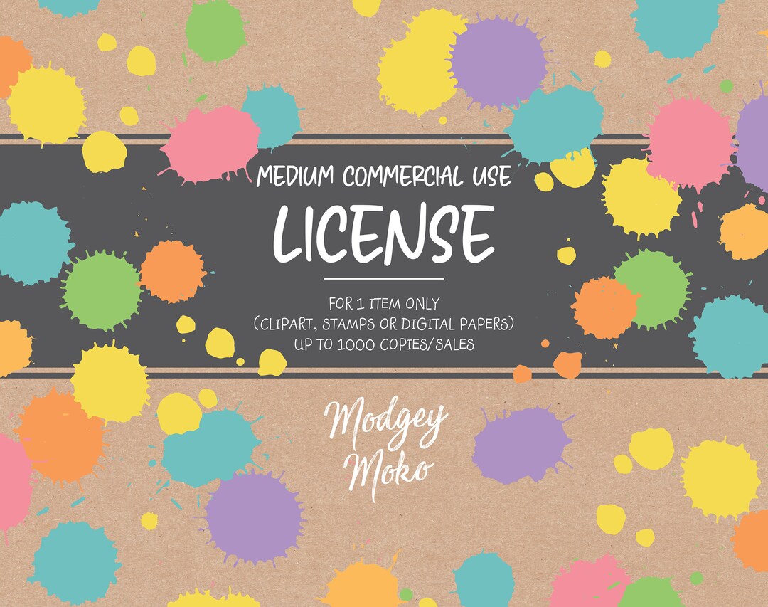 1 Medium Commercial License for One Set of Clipart/digital Papers ...