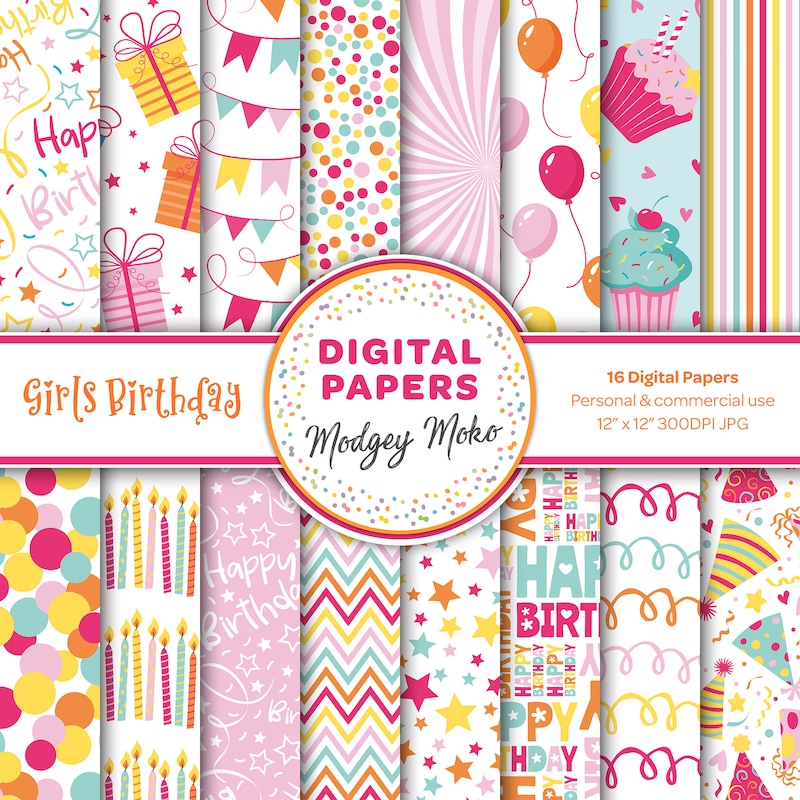 Pink Birthday Seamless Paper - Etsy UK