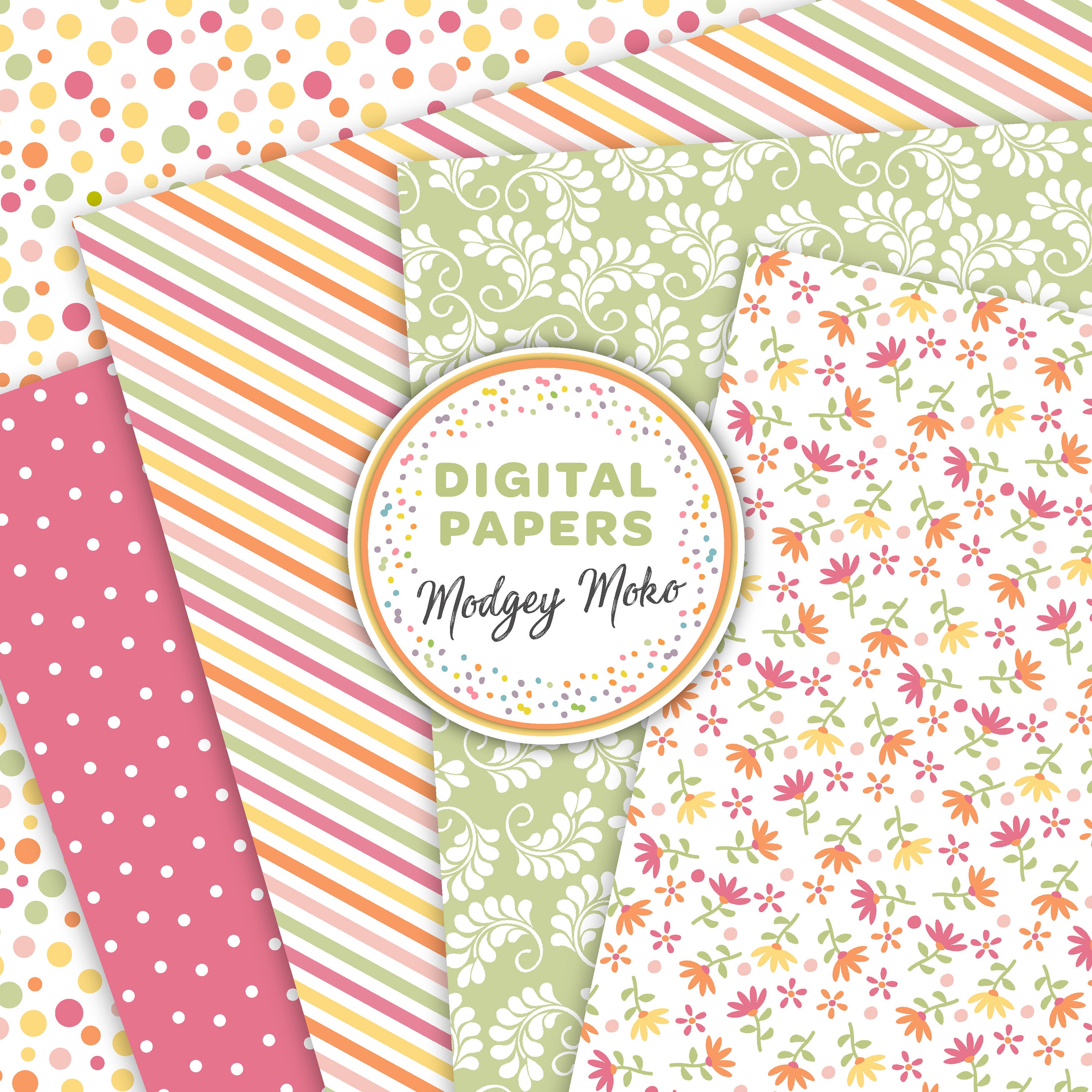 Spring Into Summer Digital Printable Papers, Includes Colourful ...