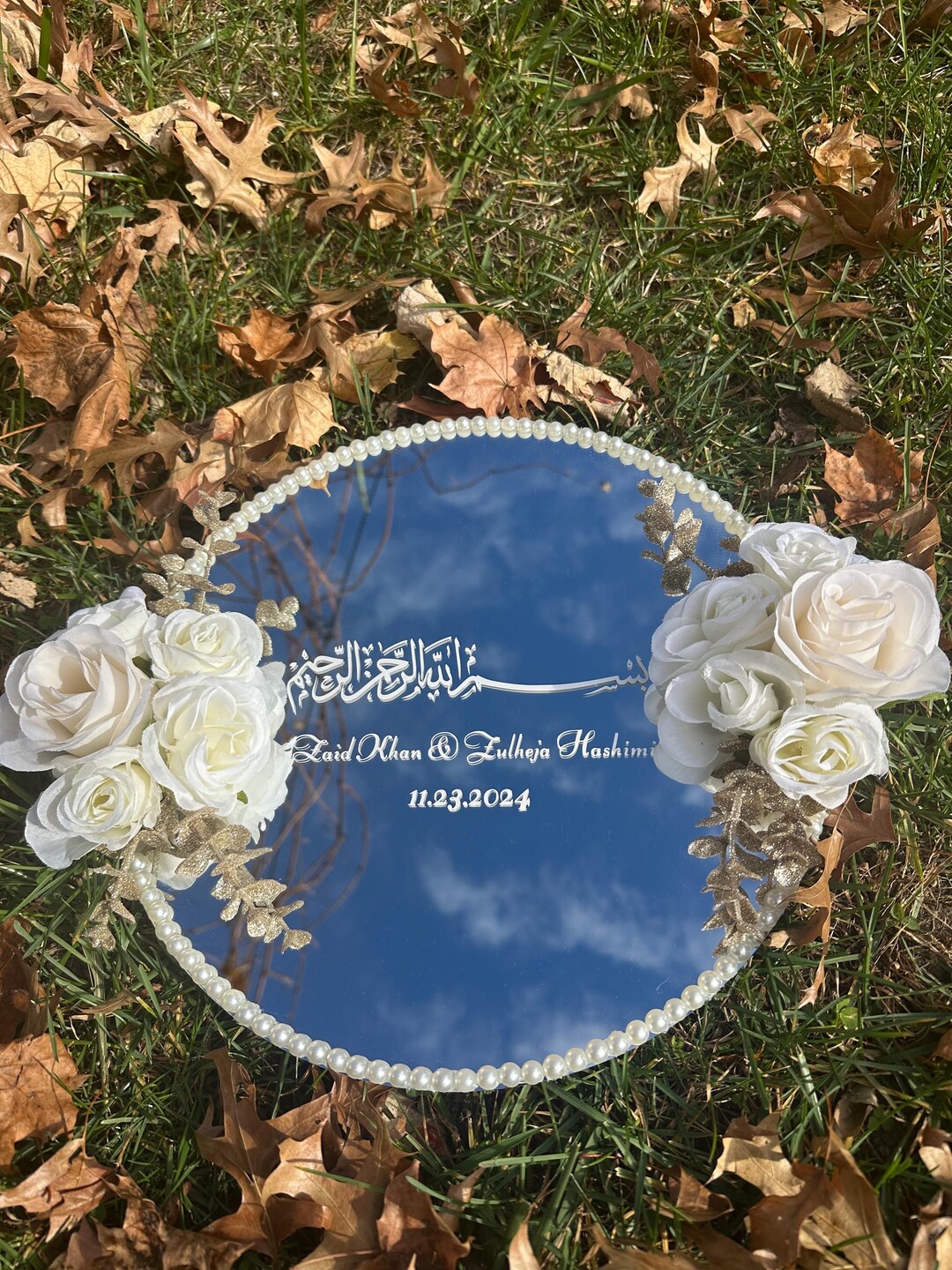 Personalized Mirror Nikkah Ring Trays, Islamic Muslim Gifts Wedding ...