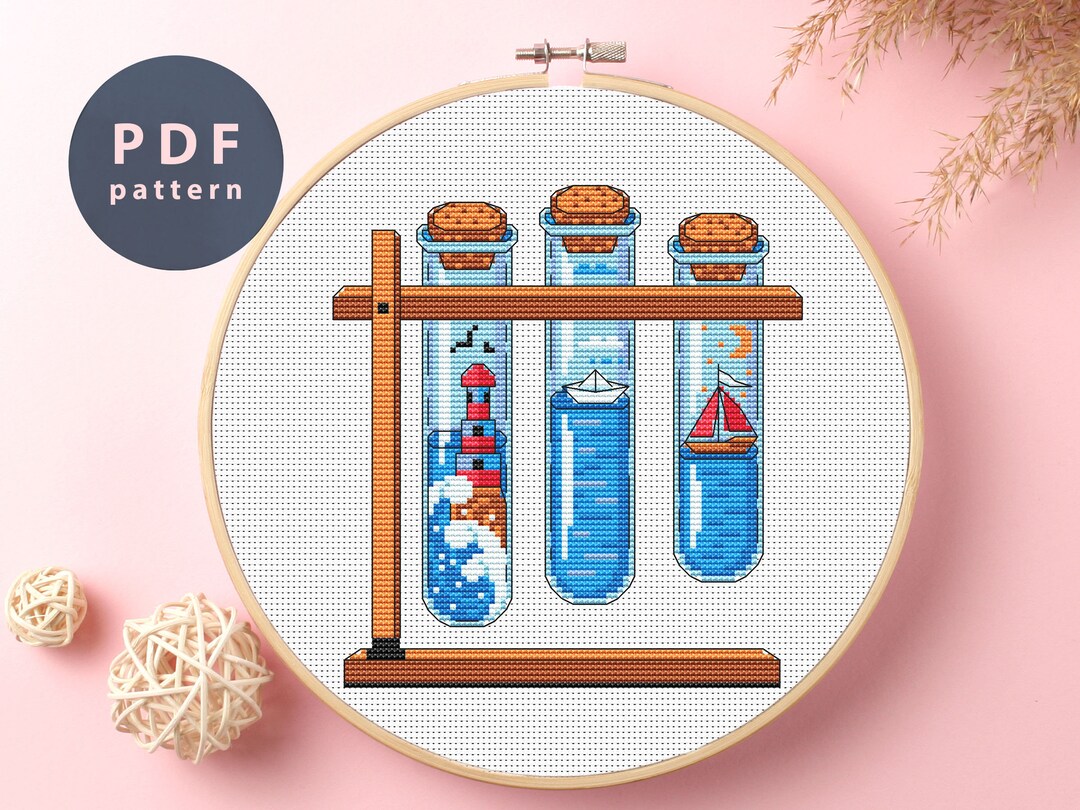Test Tubes Cross Stitch Pattern Cross Stitch Sampler Modern Embroidery ...