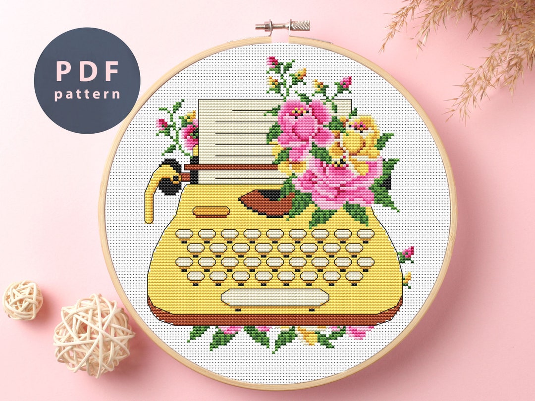 Typewriter Cross Stitch Pattern | Modern Cross Stitch | Beginner Kit ...
