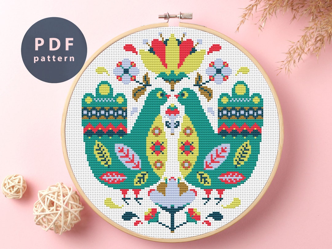 Cross Stitch Pattern Bird Duet, Gift for Cat Lovers, Cross Stitch ...
