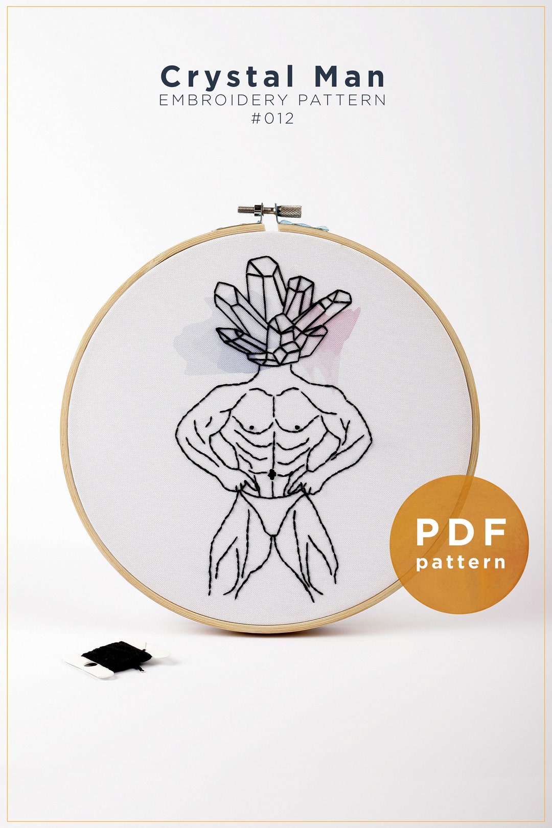 Crystal Man Embroidery Pattern: Funny Bodybuilder DIY (PDF Pattern) - Etsy