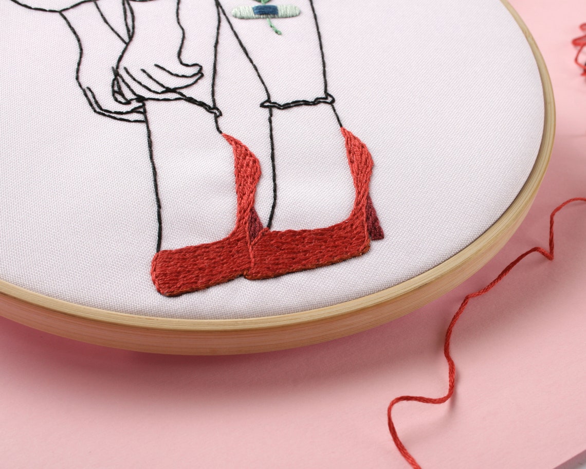 Embroidery Pattern the Red Shoes Embroidery Beginner Wall - Etsy