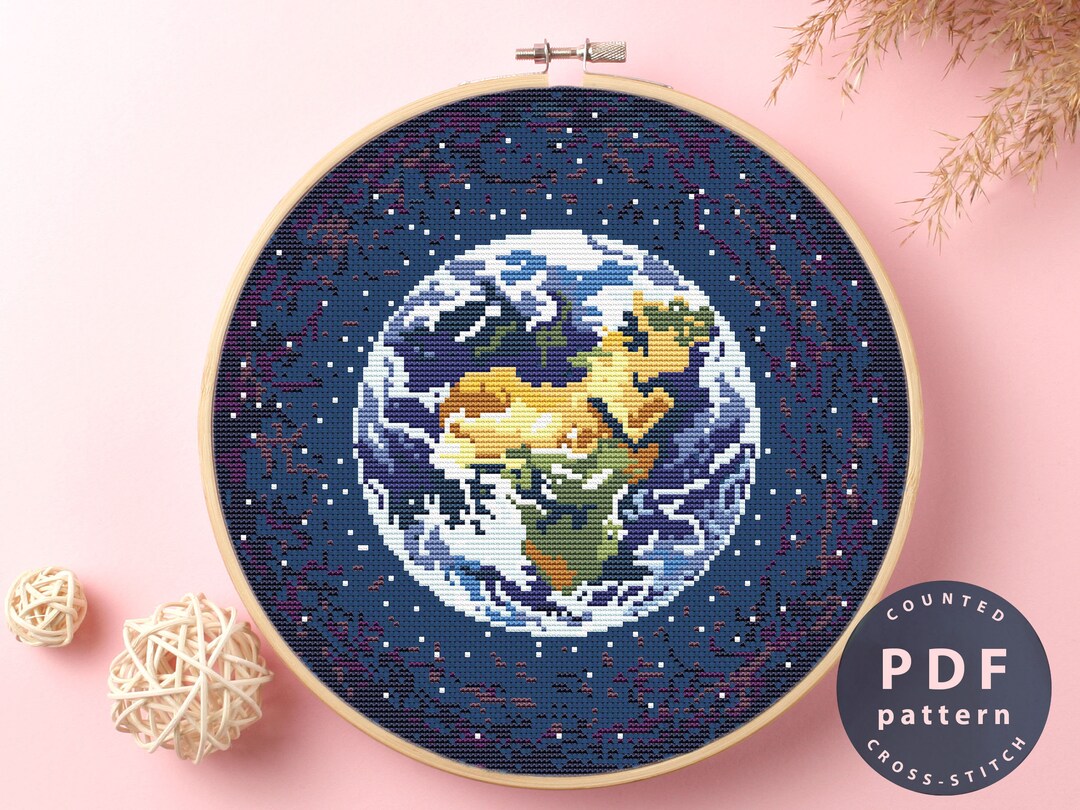 Earth Cross Stitch Pattern: DIY Home Decor (PDF Pattern) - Etsy