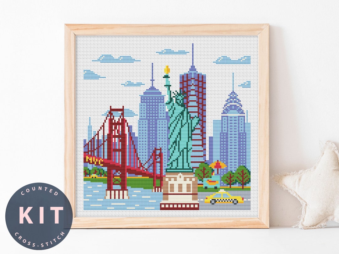 New York Cross Stitch Kit | NYC | Summer Gift | Custom Cross Stitch ...