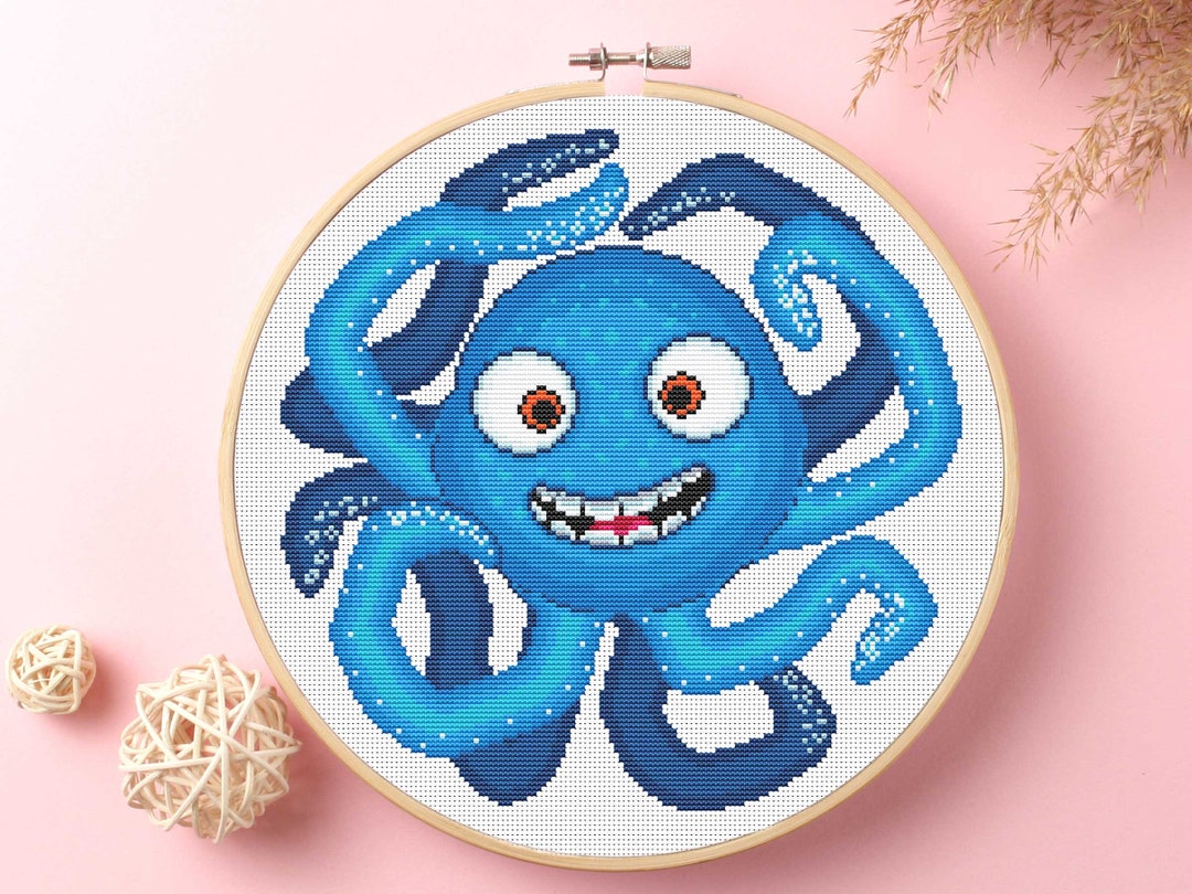Octopus Cross Stitch Kit: Beginner DIY With DMC Floss - Etsy