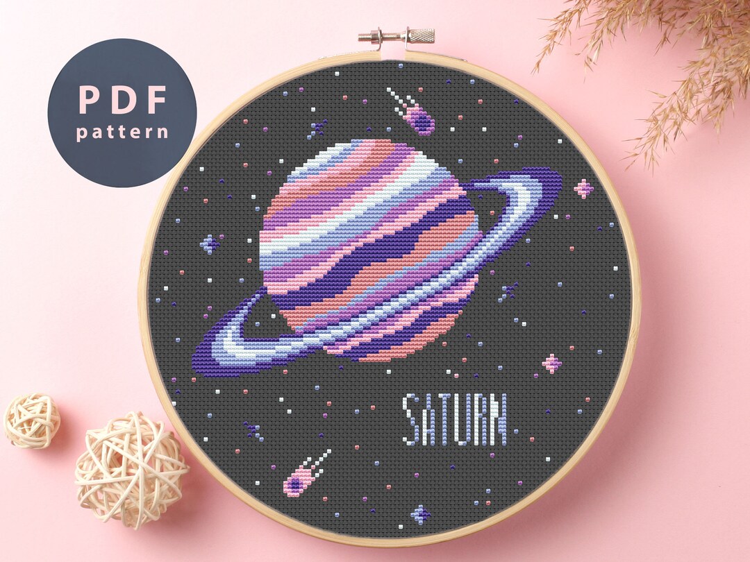 Saturn Cross Stitch Pattern: Space Fantasy Embroidery (PDF Pattern) - Etsy
