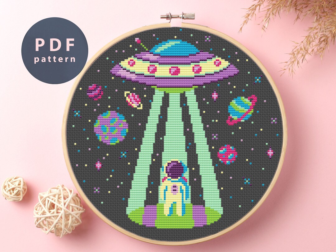 Cross Stitch Pattern Ufo Light, Solar System, Astronaut, Space Rocket ...
