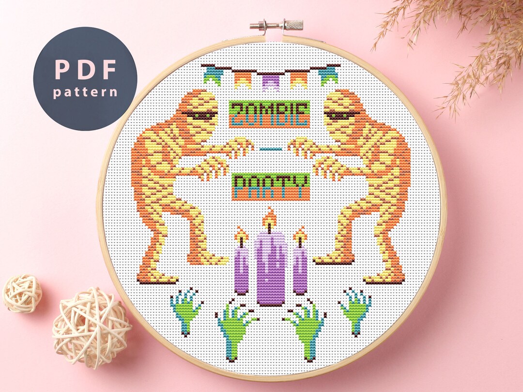 Cross Stitch Pattern Zombie Party, Embroidery Pattern, Counted Cross ...
