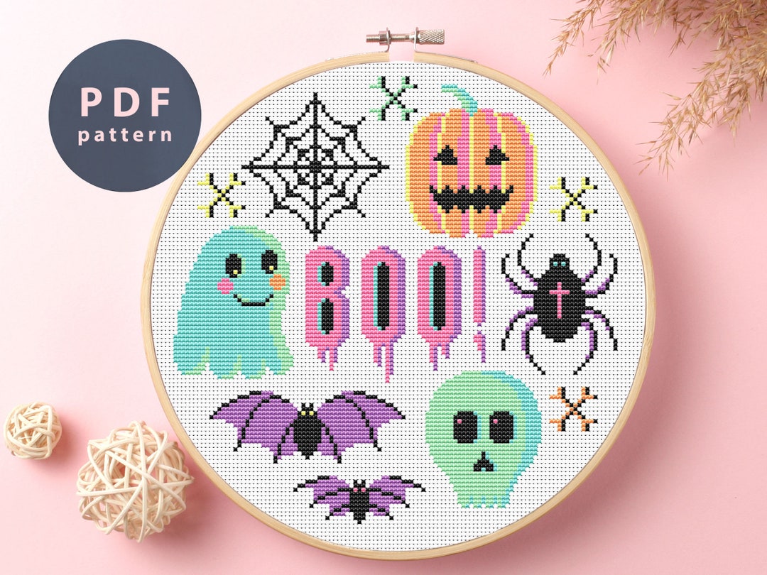 Cross Stitch Pattern Boo Boo, Halloween Cross Stitch Kit, Small Cross ...