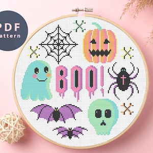 Cross Stitch Pattern Boo Boo, Halloween Cross Stitch Kit, Small Cross ...