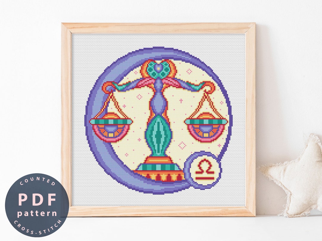 Zodiac Libra Cross Stitch Pattern: DIY Home Decor (PDF) - Etsy