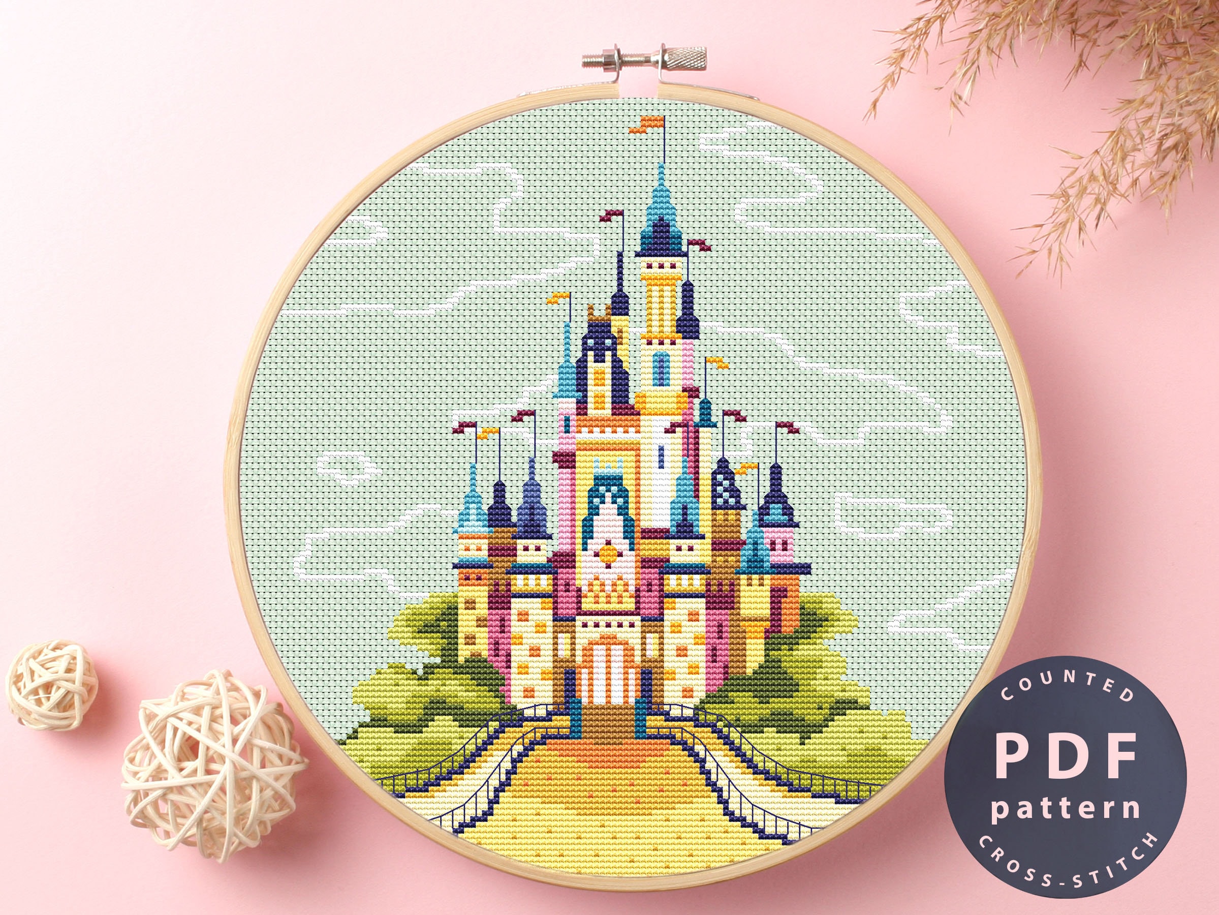 Embroidery Pattern Cinderella Castle Download Cross Stitch - Etsy