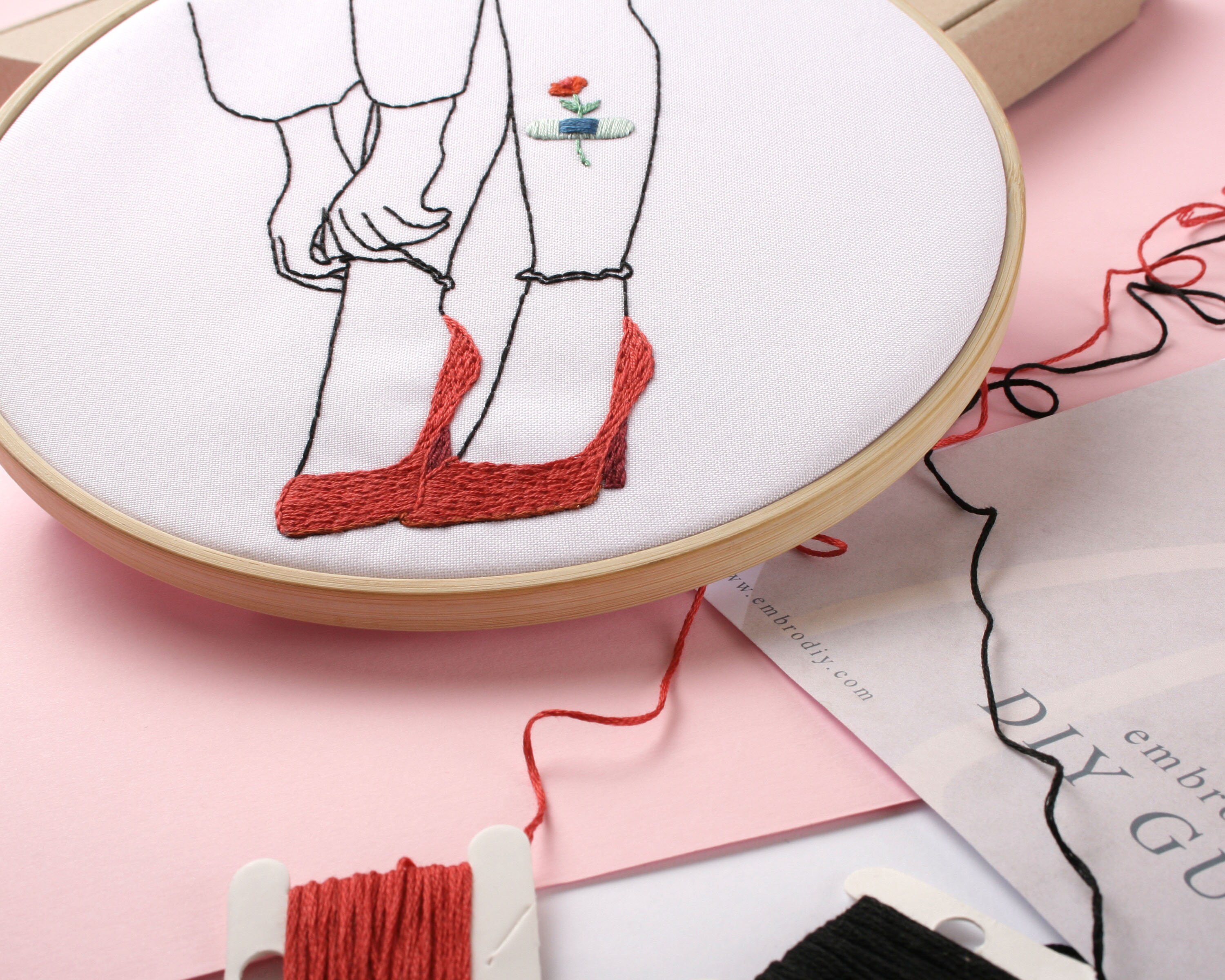 Embroidery Pattern the Red Shoes Embroidery Beginner Wall - Etsy