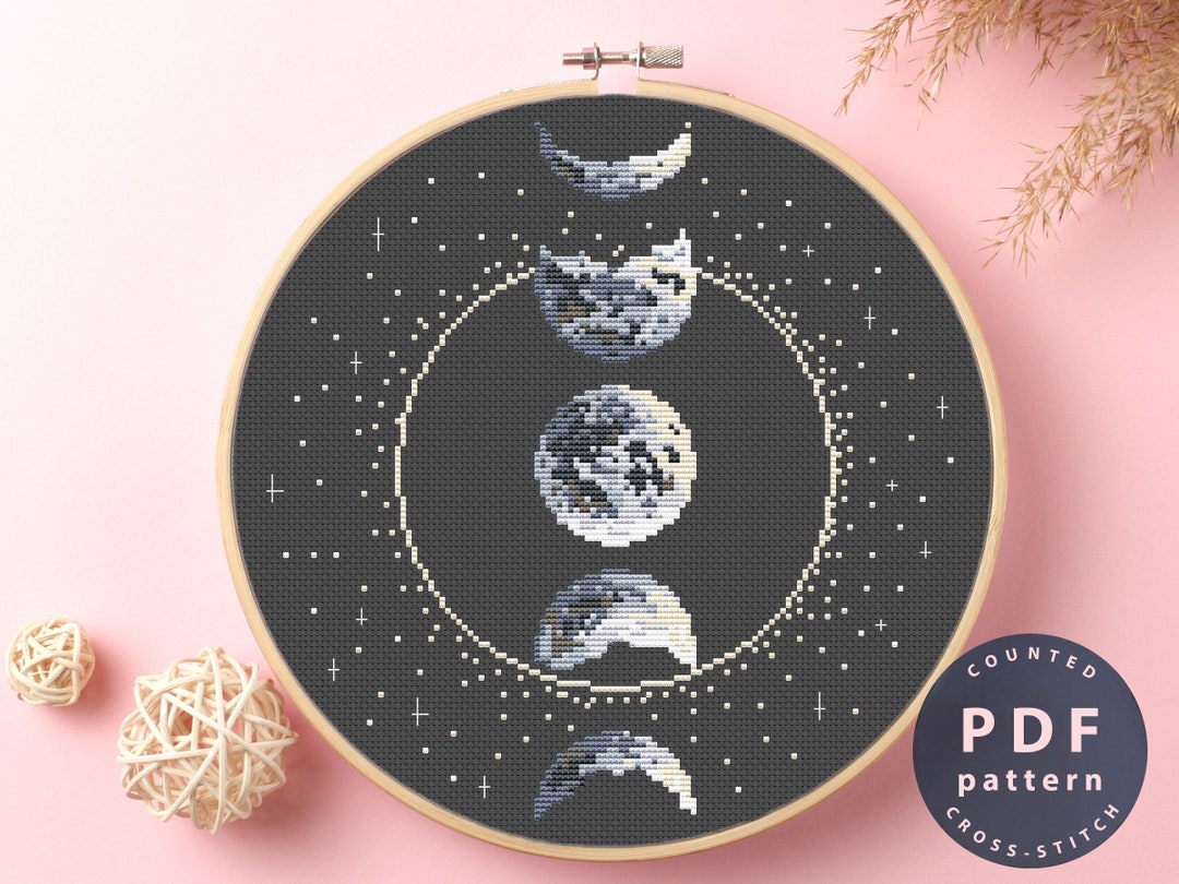 Moon Phases Cross Stitch Pattern: Celestial Home Decor (PDF Pattern) - Etsy