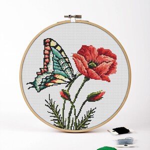 Butterfly Embroidery Cross Stitch Pattern Floral Home | Etsy