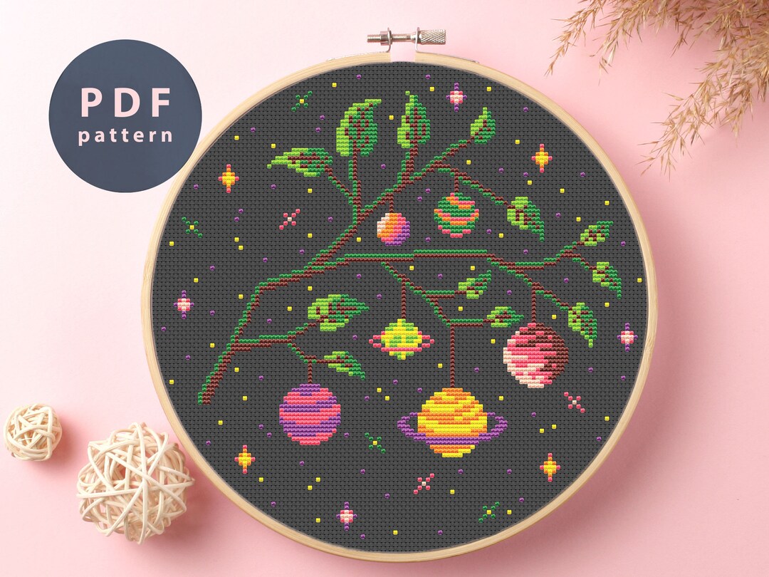 Tree of Planets Cross Stitch Pattern: Space Fantasy (PDF Pattern) - Etsy