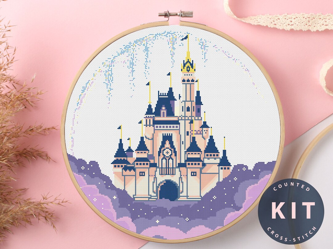 Cinderella Castle Cross Stitch Kit: Beginner Needlepoint (DMC Floss) - Etsy