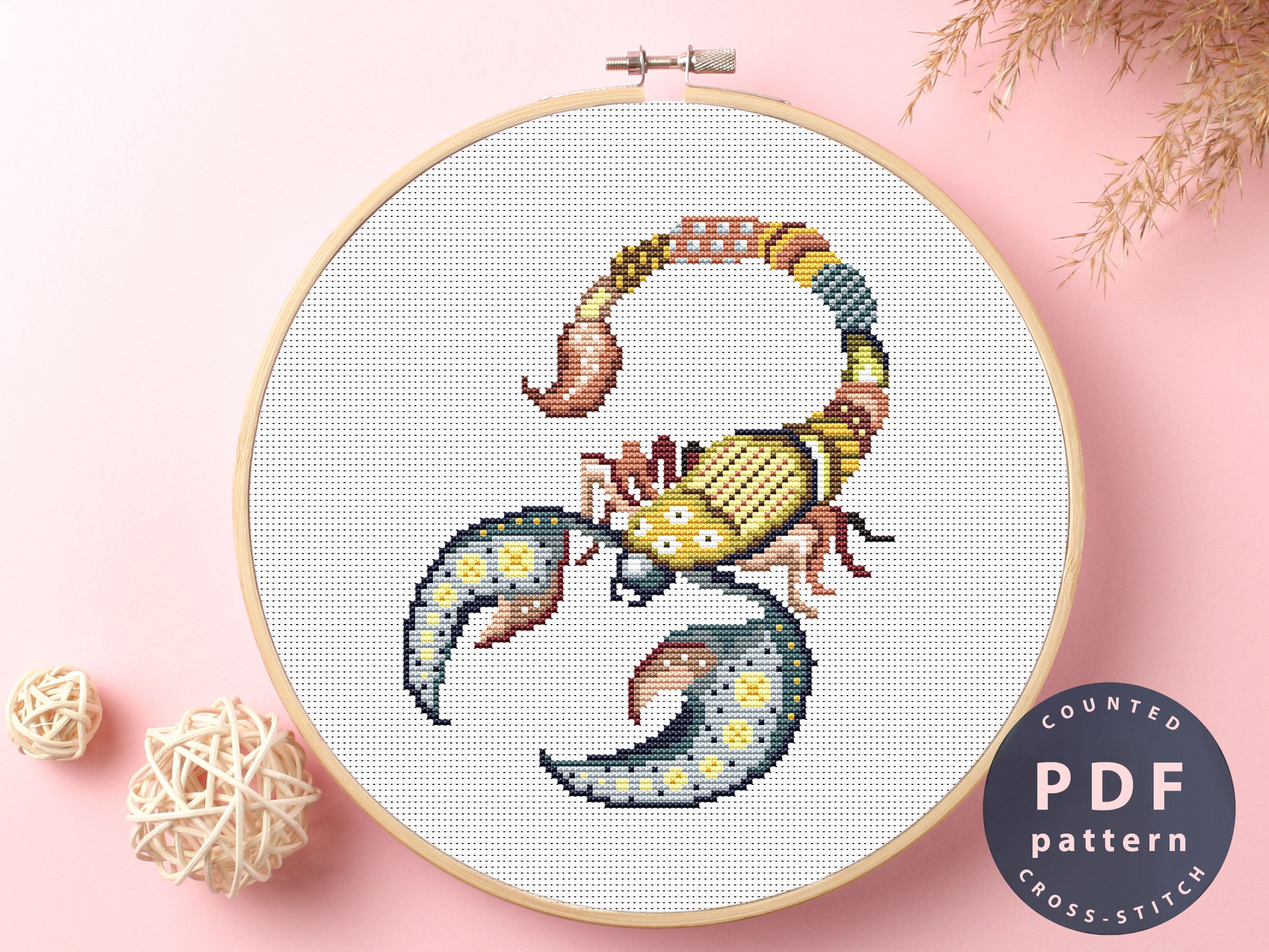 Cross Stitch Pattern Scorpion Floral Funny Cross Stitch - Etsy