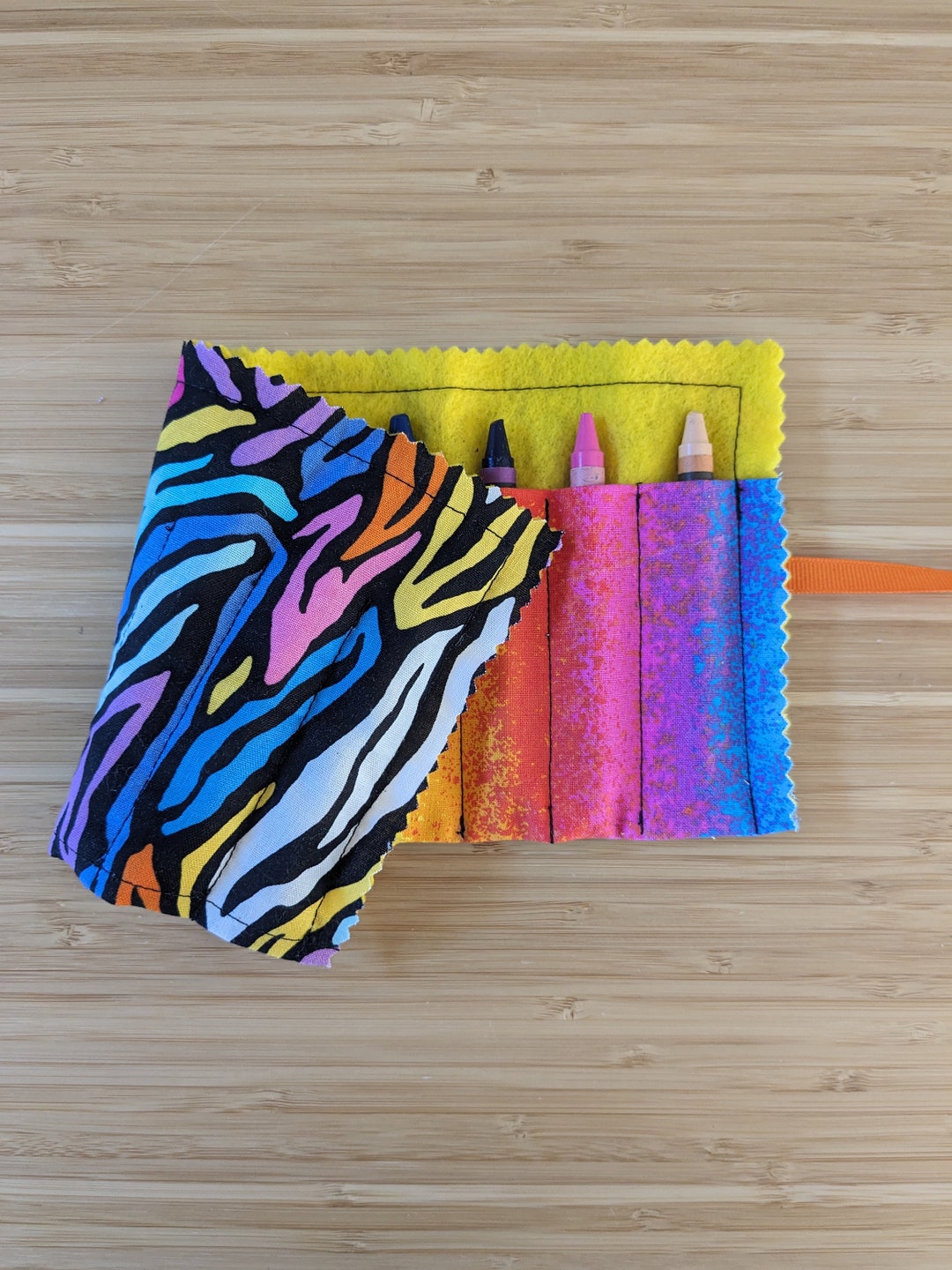 Crayon Roll | Crayon Holder Rollup | Bright Colorful Zebra - Etsy