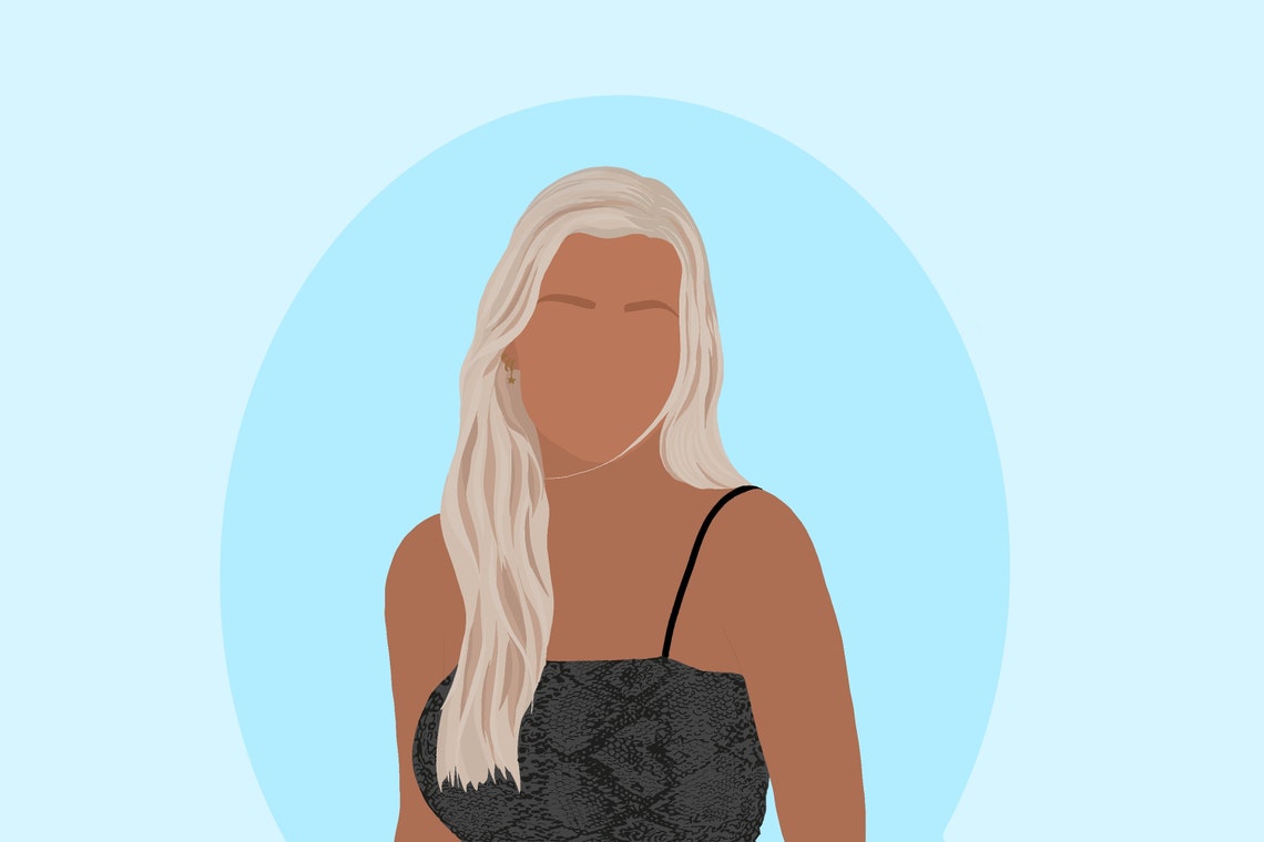 Custom Faceless Portrait Digital Art Minimalist Etsy