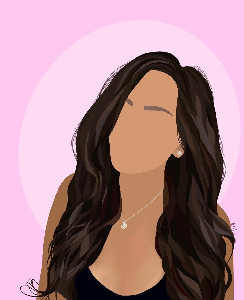 Retrato sin rostro personalizado arte digital minimalista | Etsy