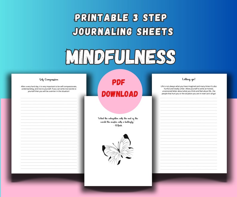 Printable Mindful Journaling Kit 3 Prompts, 3-step Guide Includes ...