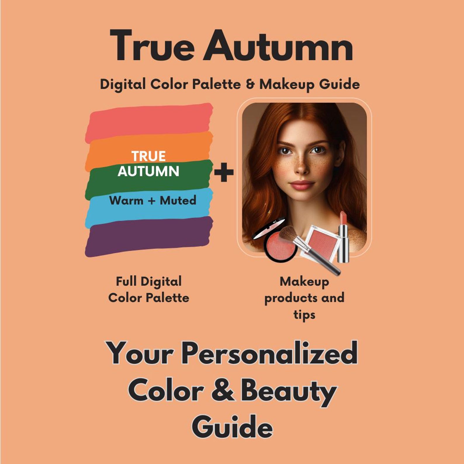 True Autumn Color Palette & Makeup Guide | 12 Seasonal Color Analysis ...