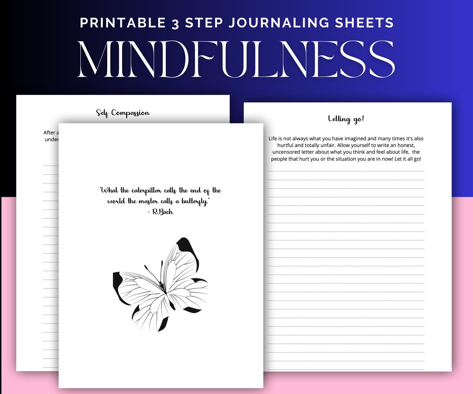 Printable Mindful Journaling Kit | 3 Prompts, 3-step Guide | Includes ...