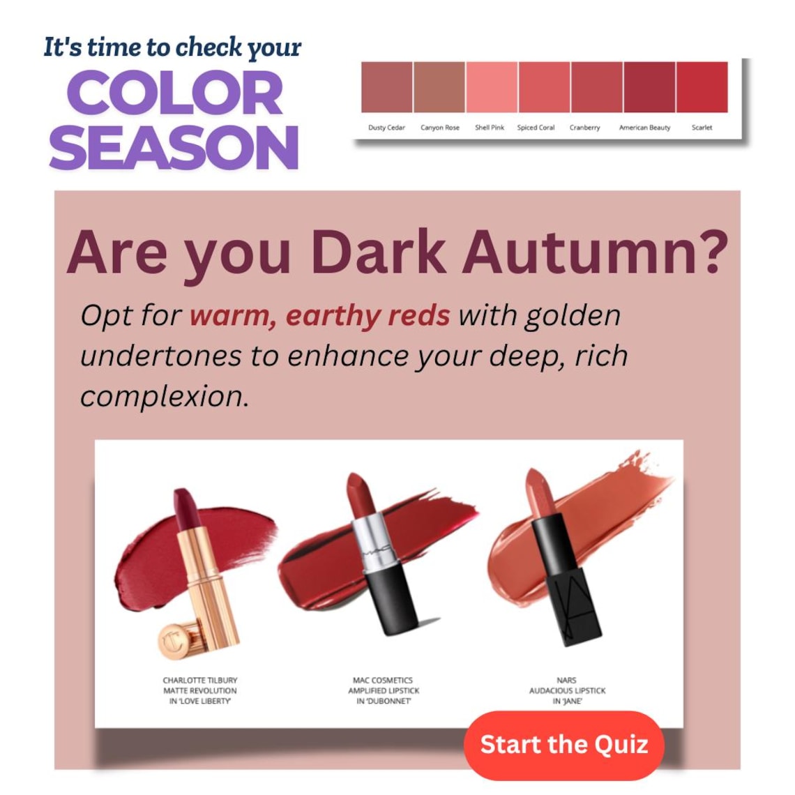Color Quiz, Find Your 12 Seasonal Color Palette, Instant Results and 1 ...