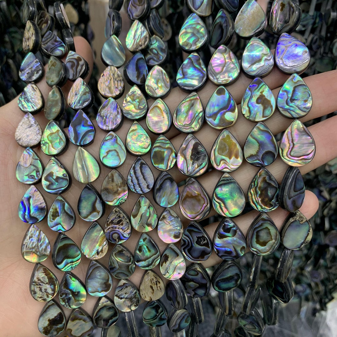 Teardrop Abalone Shell Beads: Two-sided Paua Shell, 15.5 Inch Strand - Etsy