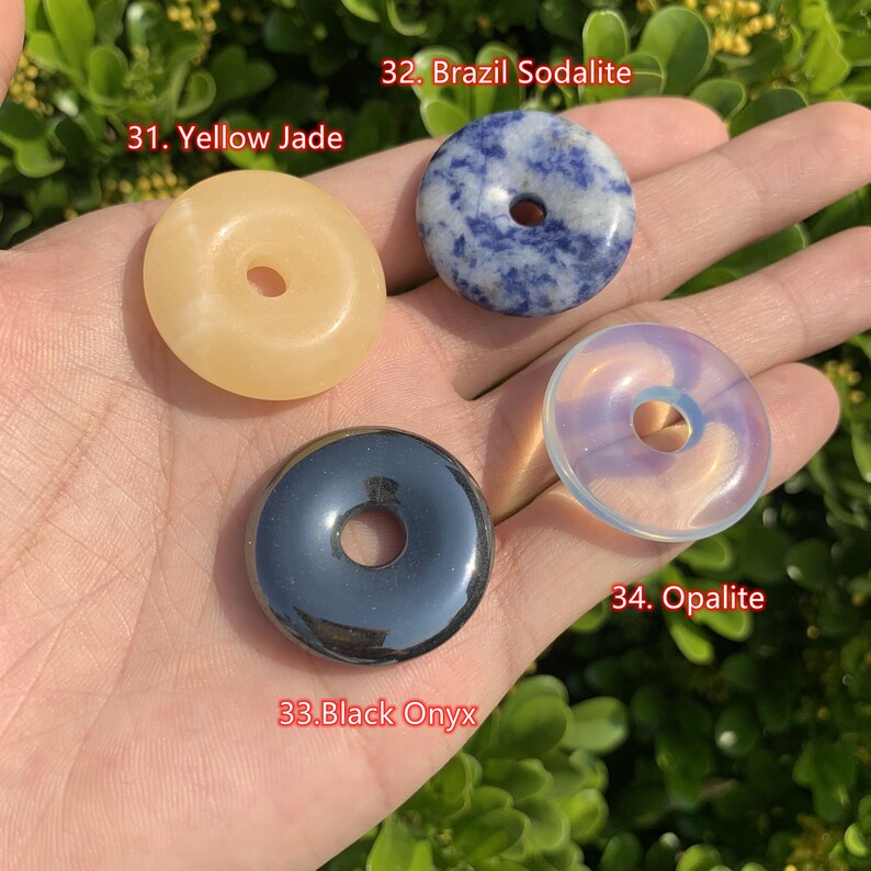 Gemstone Donut Pendant: Natural Crystal Pi Stone, Healing Decor (1.2 ...