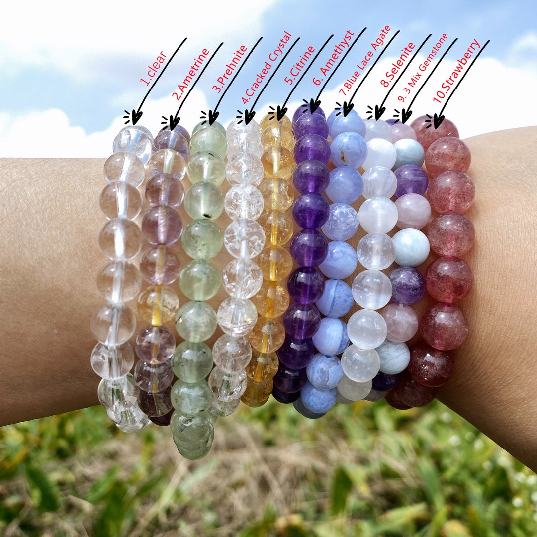 61 Kinds of 8MM Crystal Bracelet, Round Beads Bracelet,gemstone ...