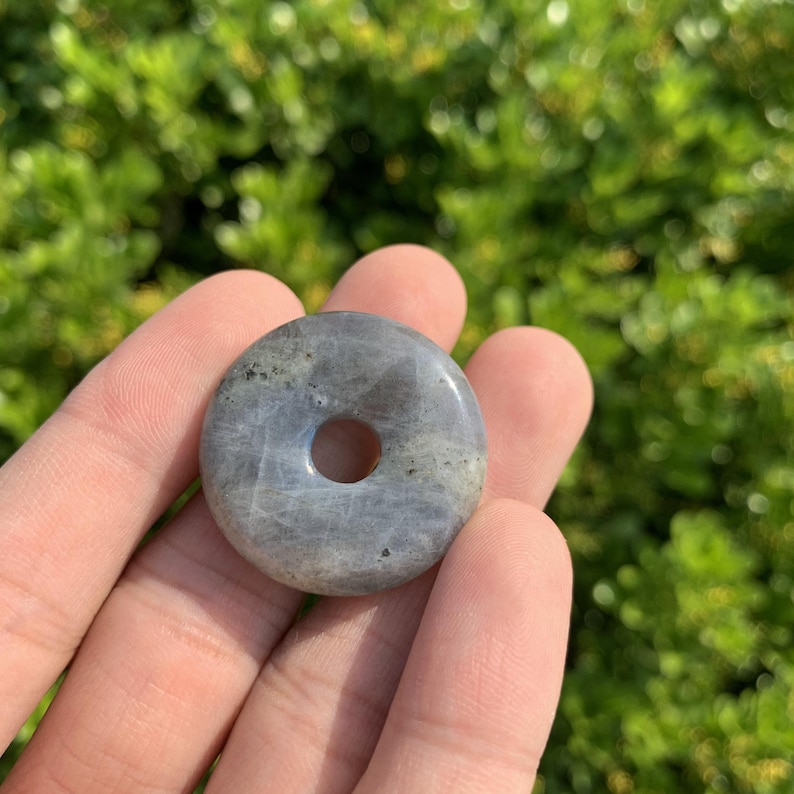 Gemstone Donut Pendant: Natural Crystal Pi Stone, Healing Decor (1.2 ...