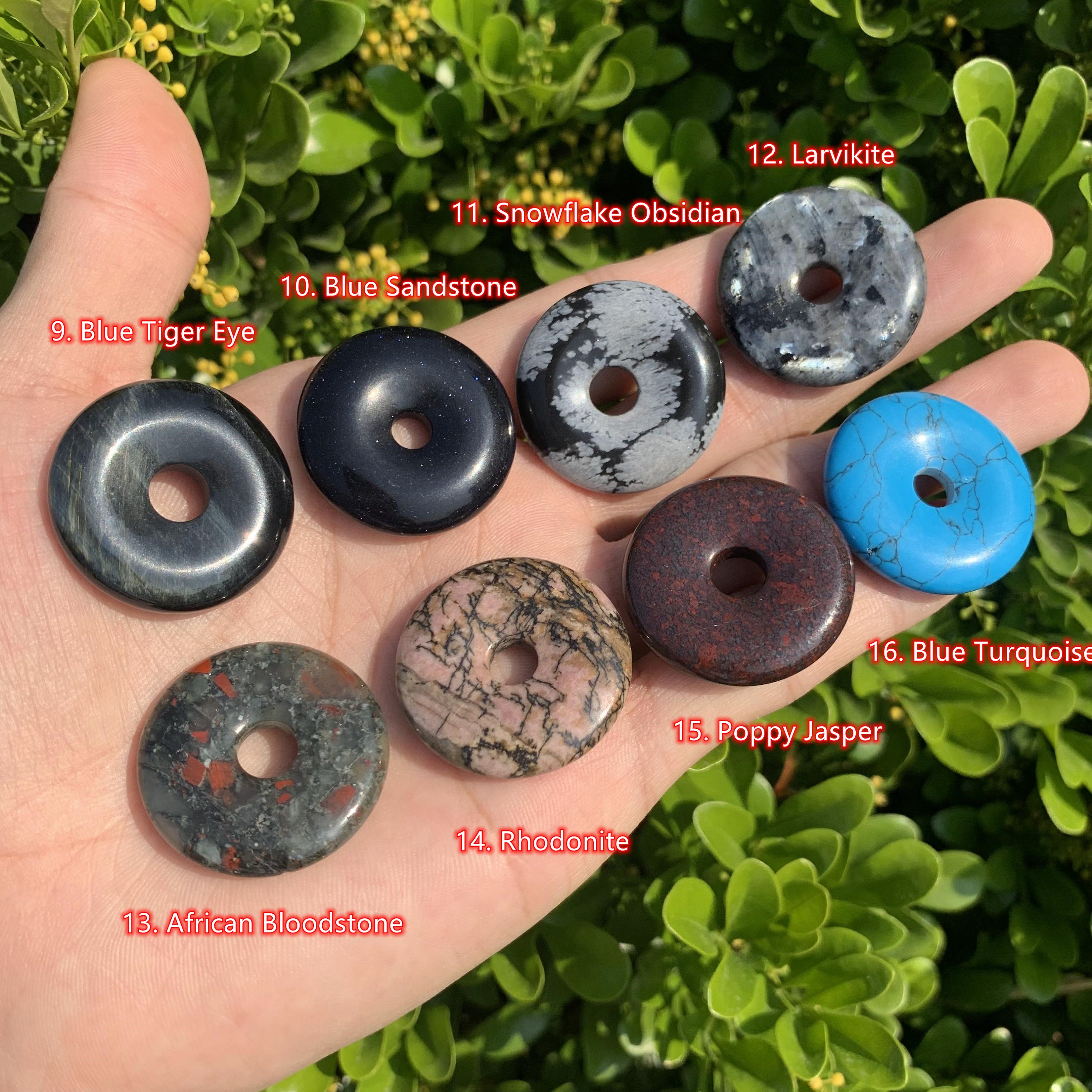 Gemstone Donut Pendant: Natural Crystal Pi Stone, Healing Decor (1.2 ...