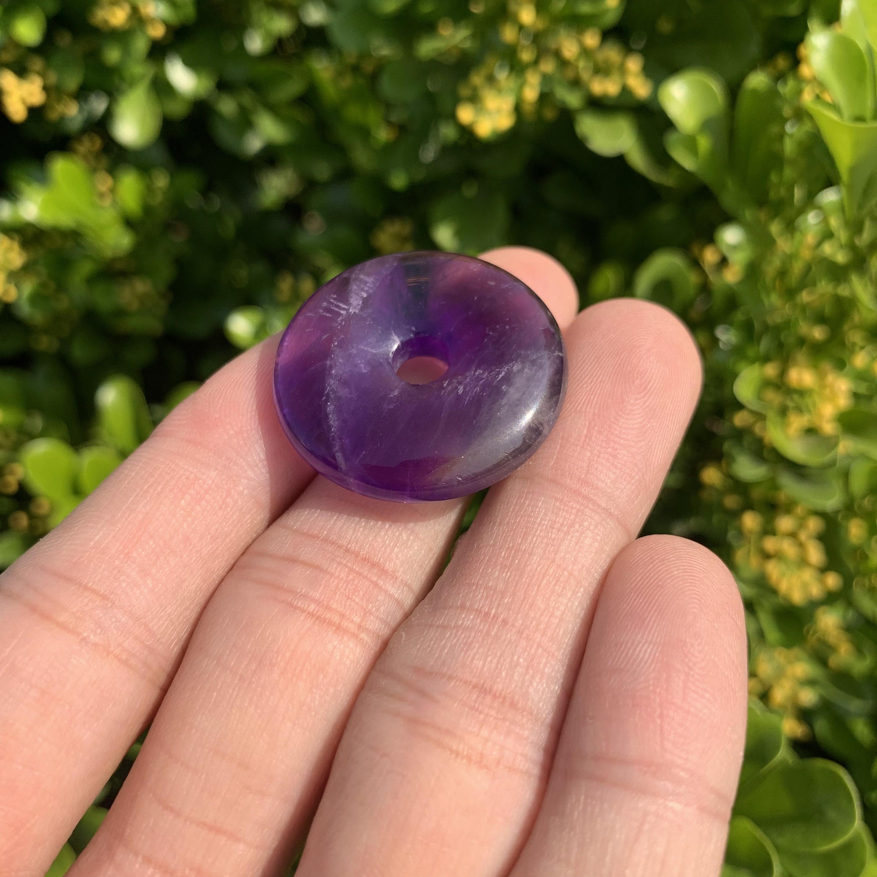 Gemstone Donut Pendant: Natural Crystal Pi Stone, Healing Decor (1.2 ...