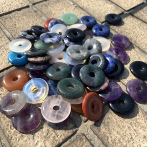Gemstone Donut Pendant: Natural Crystal Pi Stone, Healing Decor (1.2 ...