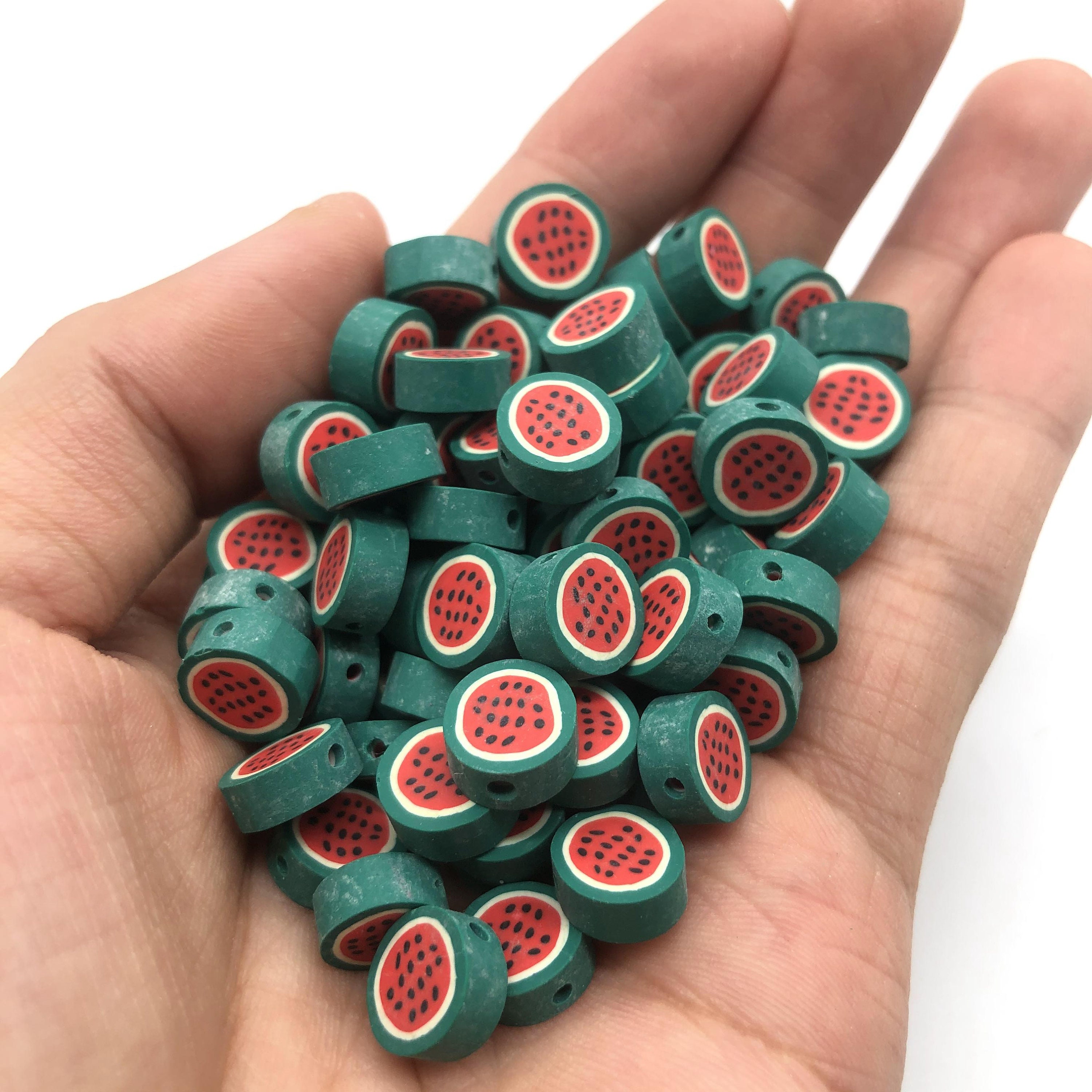 Watermelon Fruit Polymer Clay Beads Fruits Stretchy - Etsy UK