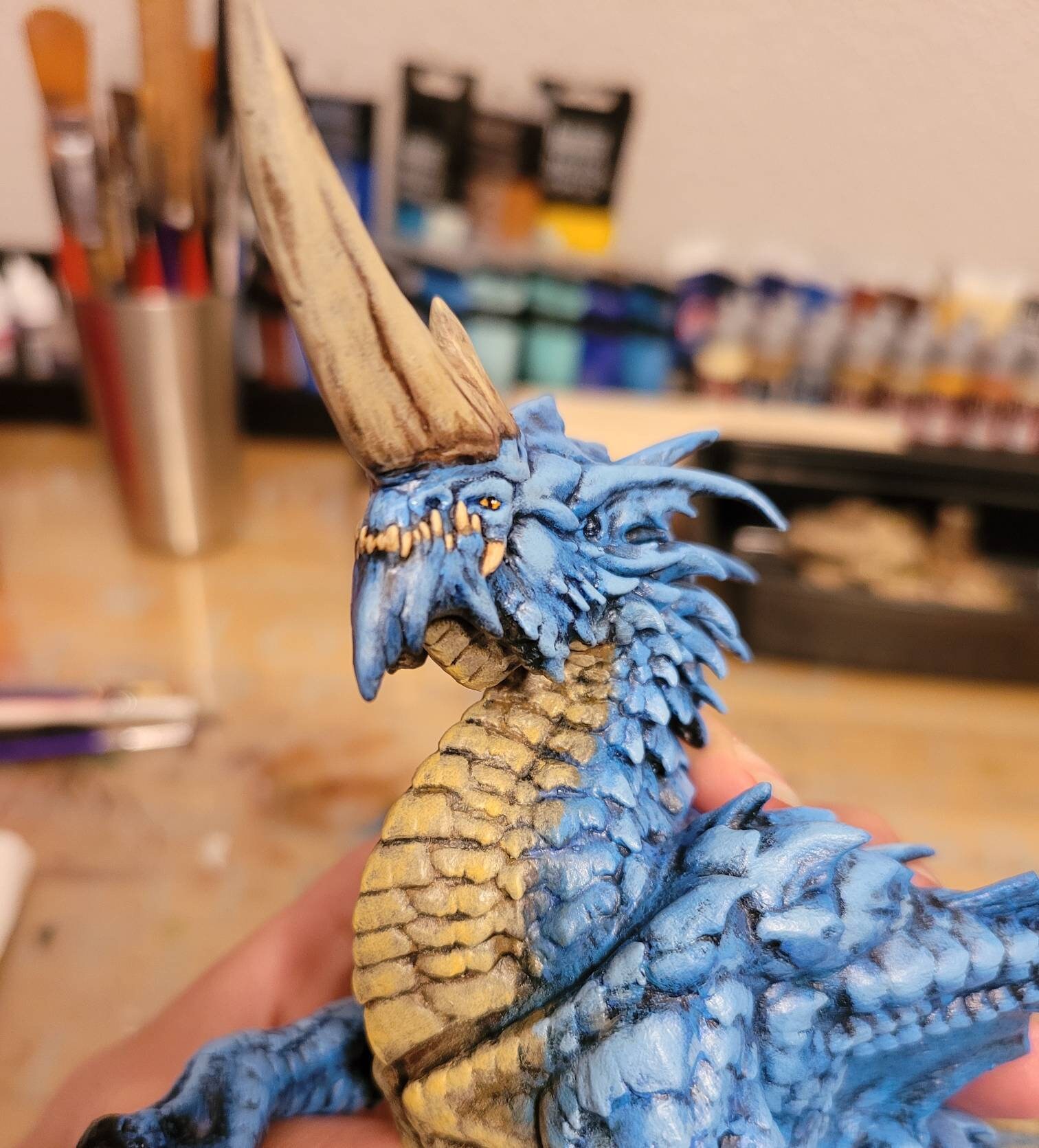 Miniatures Blue dragon A figure made of glass. Miniature dragon The ...