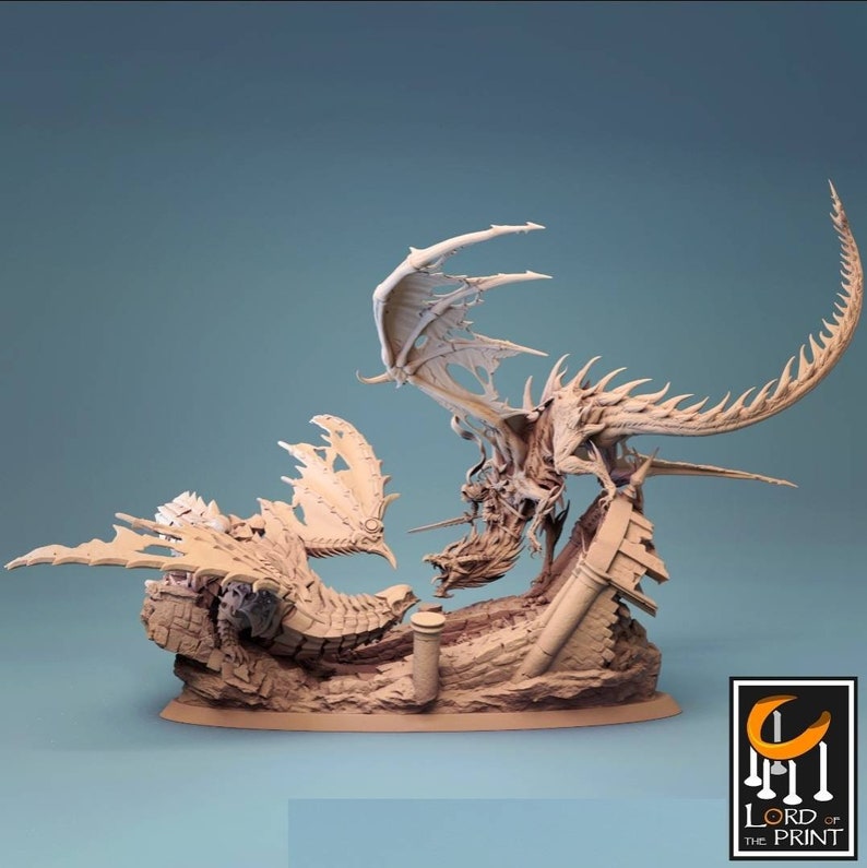 Cursed Dragon 3D Printed RPG Miniature by Lord of the Print - Etsy