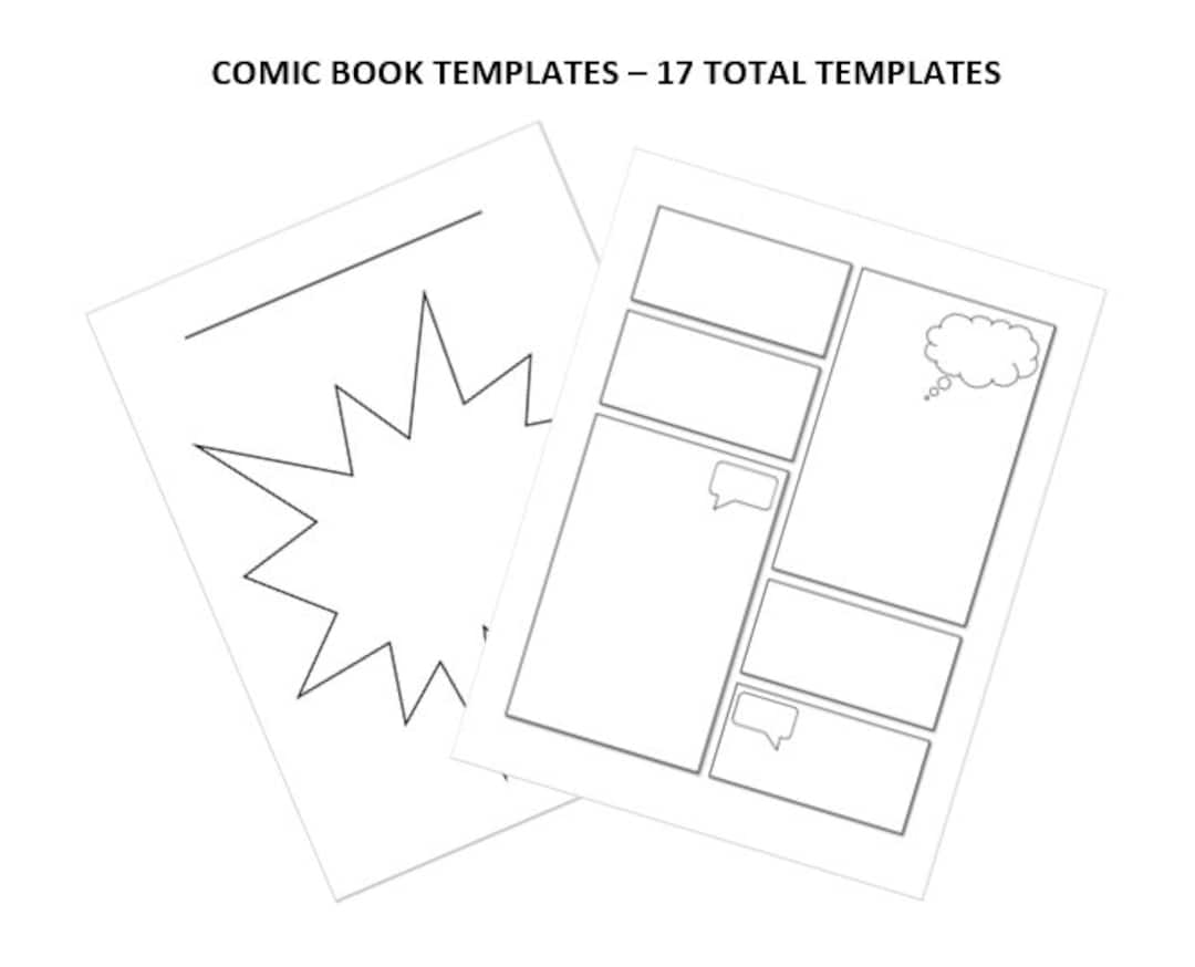 Printable Comic Book Templates, PDF Files, 17 Unique Templates, Print ...