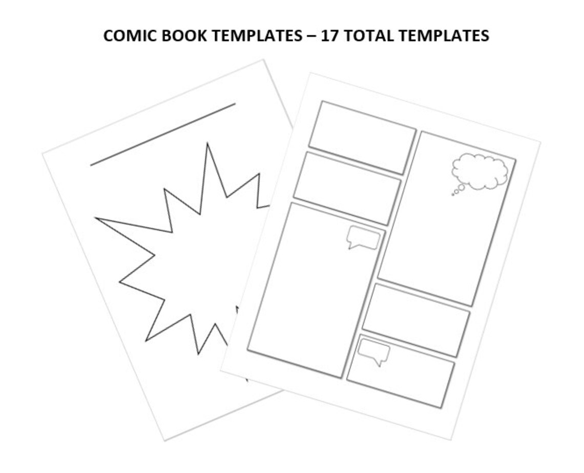 Printable Comic Book Templates PDF Files 17 Unique | Etsy