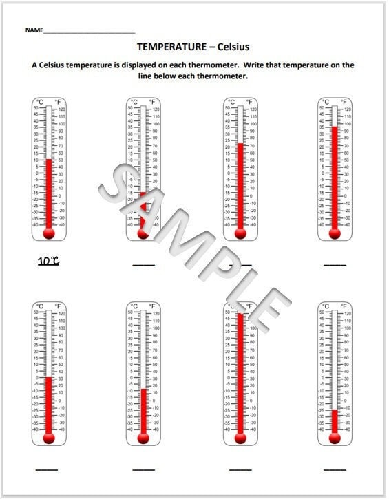 Fahrenheit Thermometer Worksheet