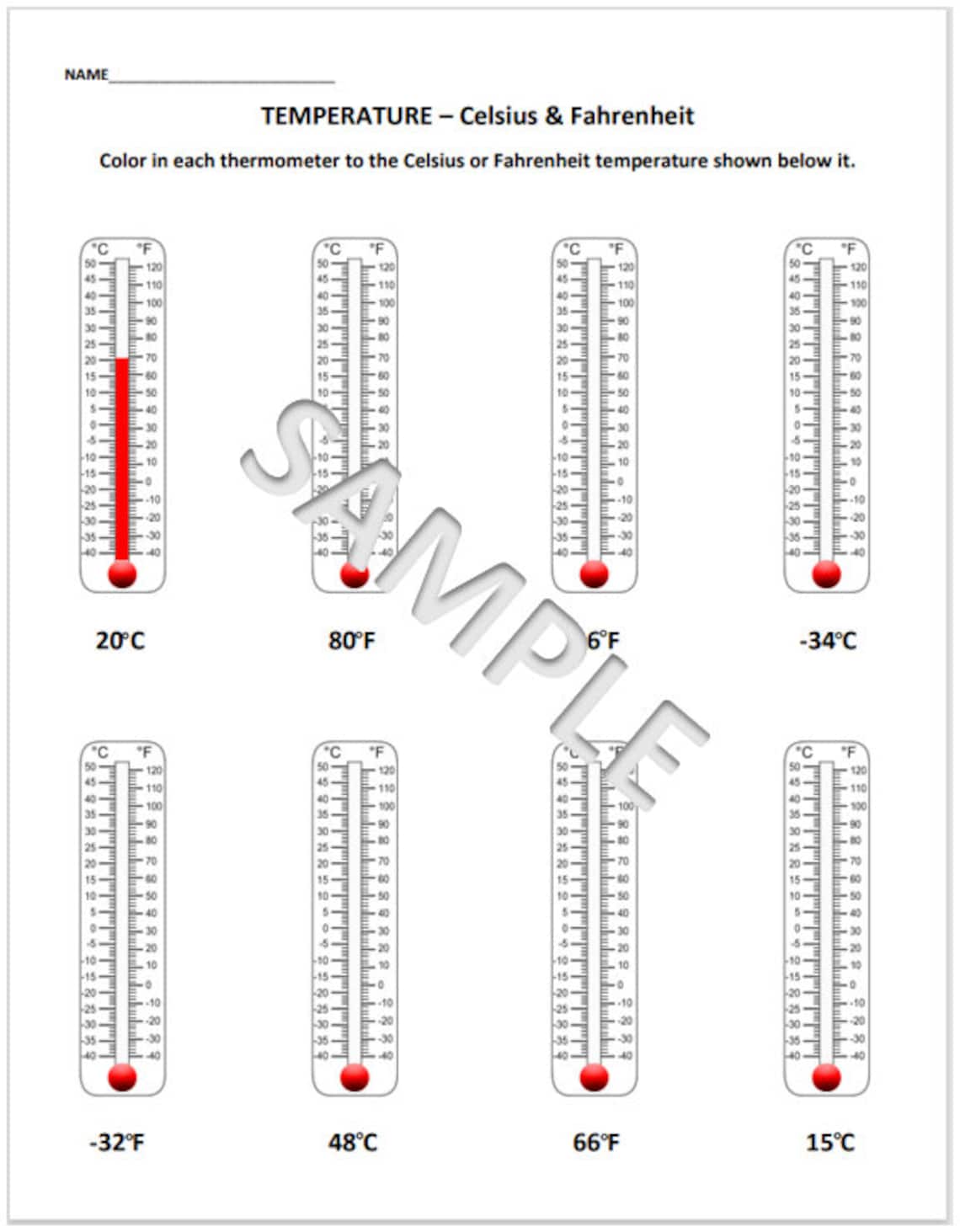 Temperature Practice Sheets: Celsius & Fahrenheit - Homeschool ...