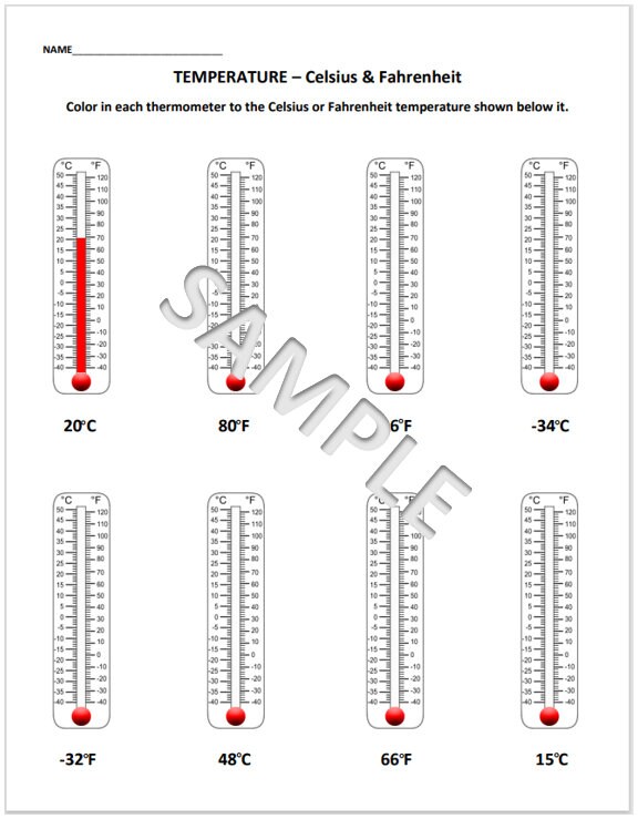 Temperature Practice Sheets: Celsius & Fahrenheit - Homeschool ...