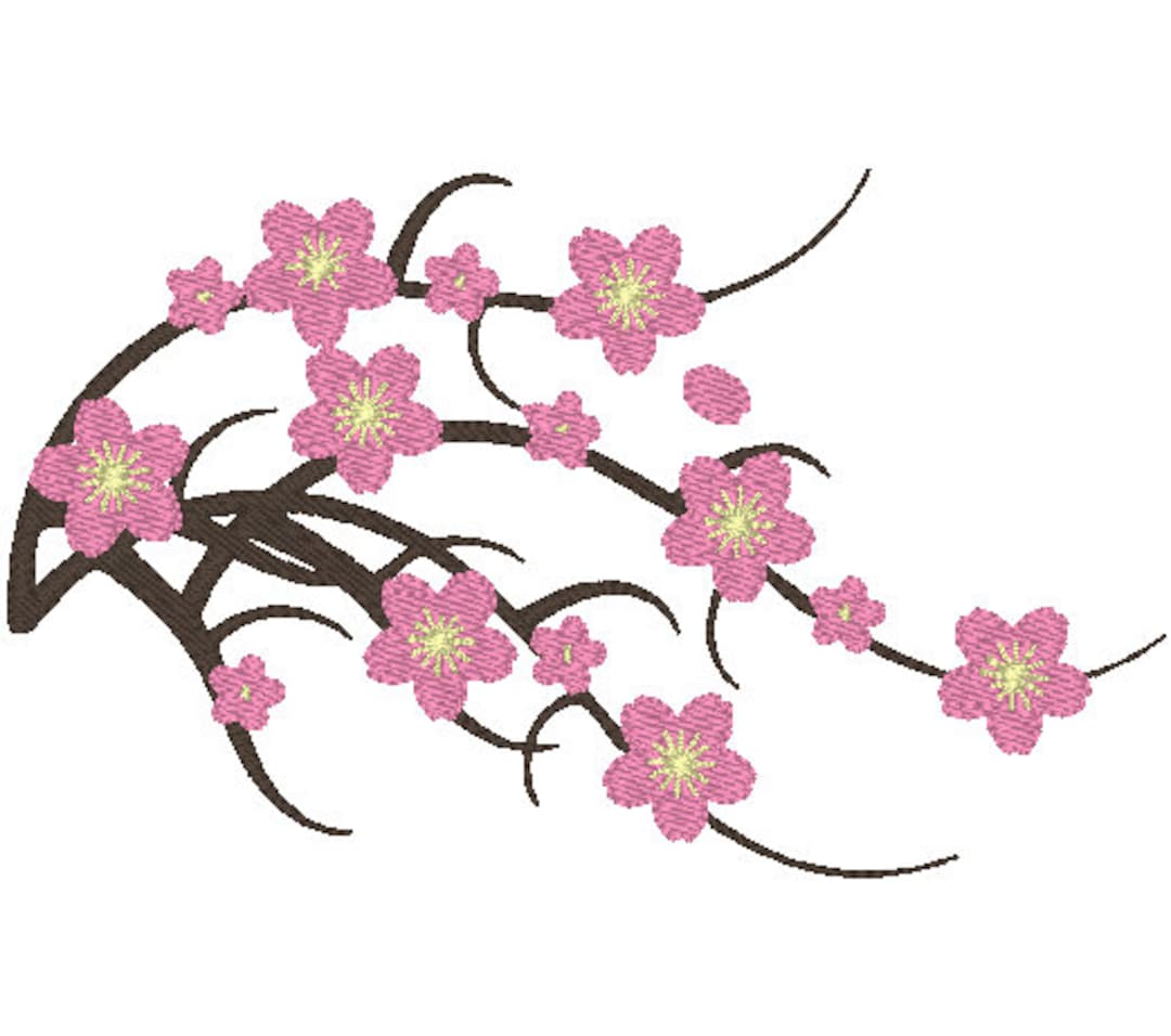 Cherry Blossoms Machine Embroidery Design - 2 Sizes - Cherry Tree ...