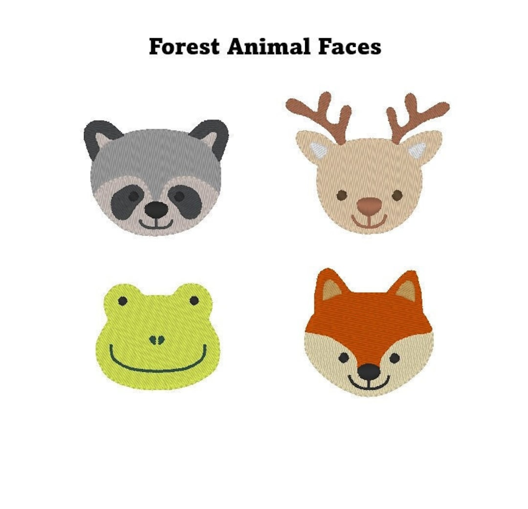 Forest Animal Faces Machine Embroidery Designs - Four Small 2 Inch ...