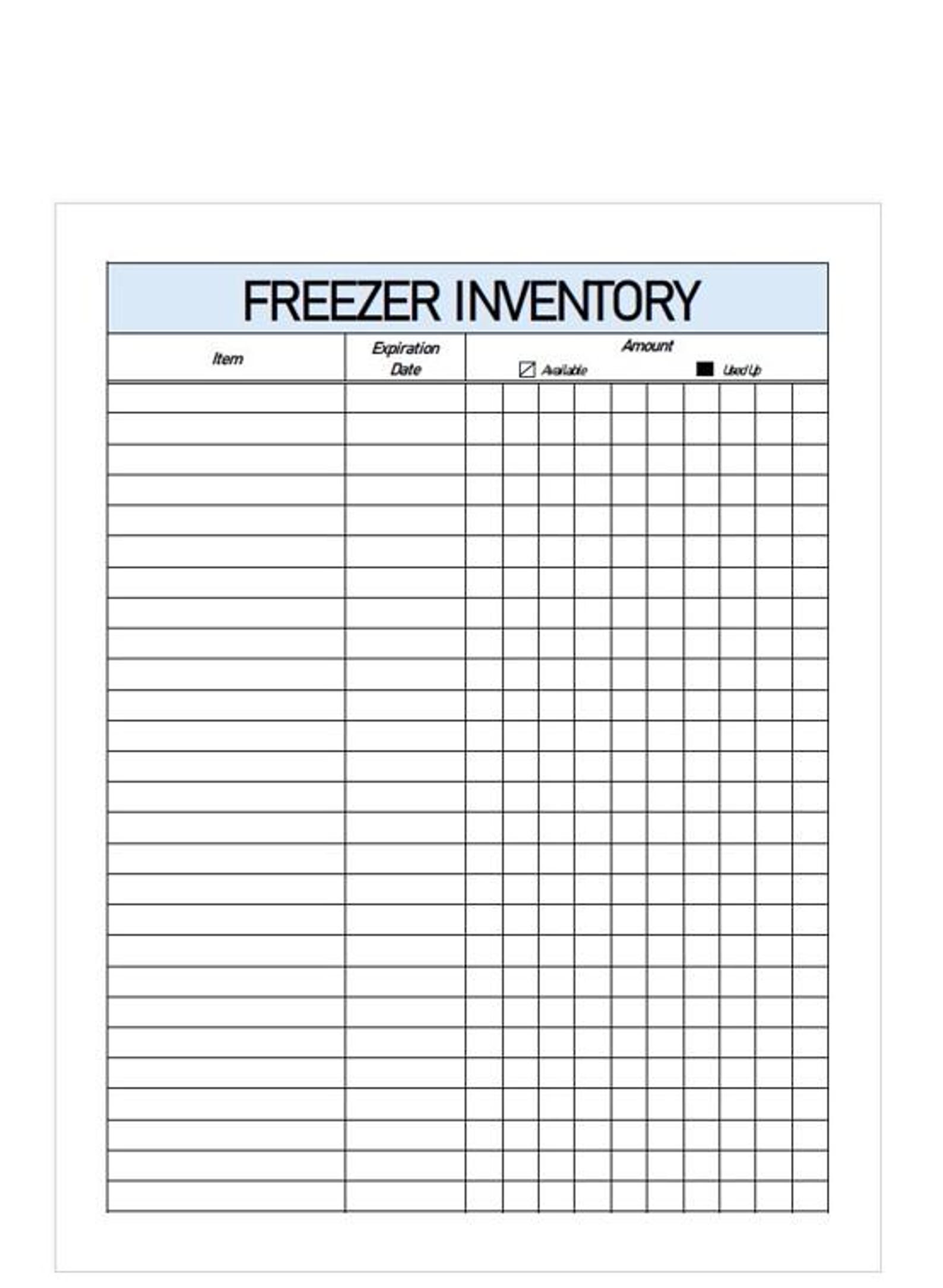 Printable Freezer Inventory Sheet: Food Storage Tracker (PDF File) - Etsy